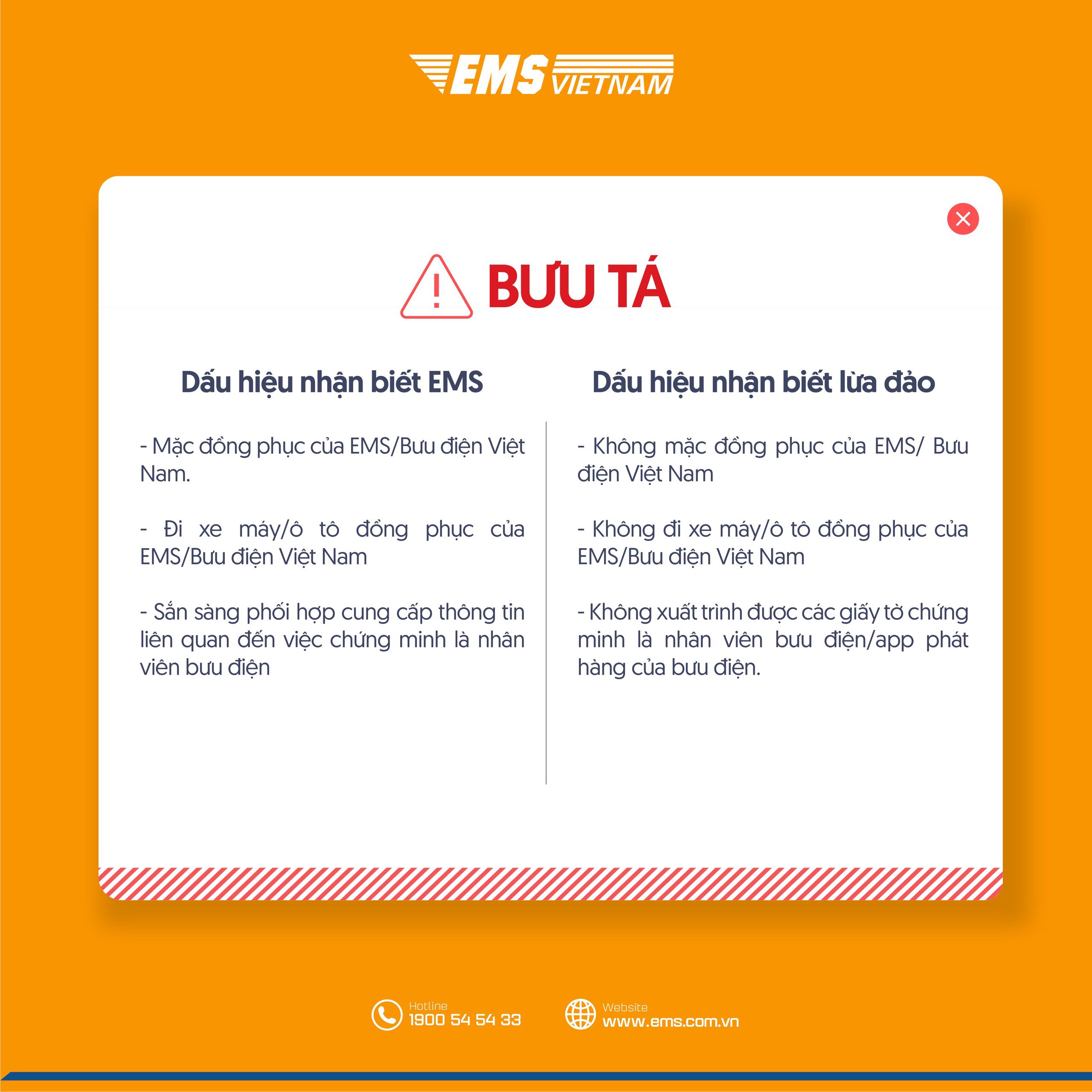 EMS | Cảnh báo hành vi mạo danh bưu tá/nhân viên EMS để lừa đảo khách hàng